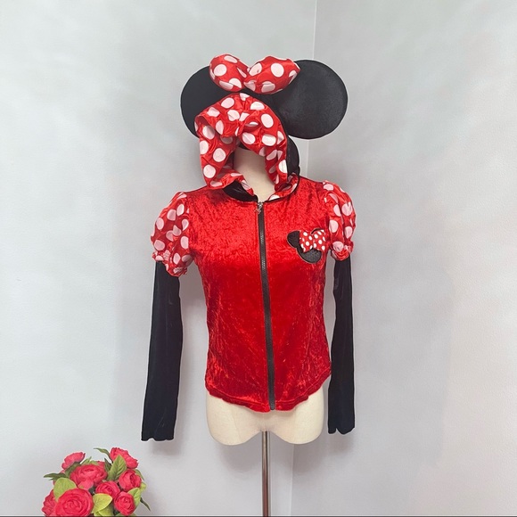Disney | Jackets & Coats | Disney Minnie Mouse Hooded Light Jacket ...
